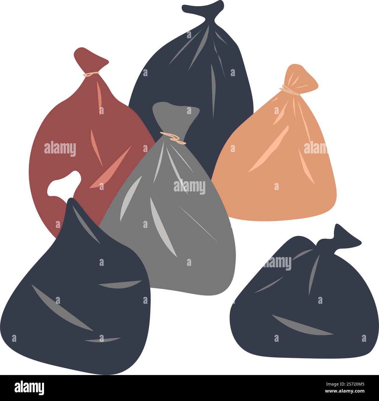 Garbage and rubbish, litter and disposals, isolated plastic bags or ...