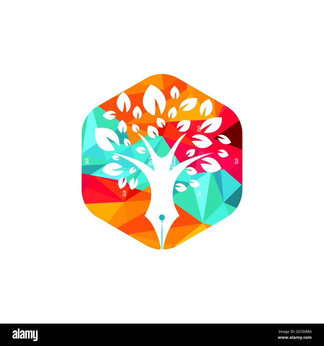 Tree pen vector logo design template. Writer and nature logo concept ...