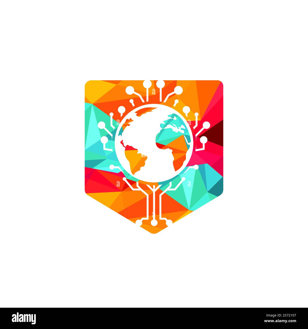 World tech vector logo design template. Globe and tech tree icon design ...