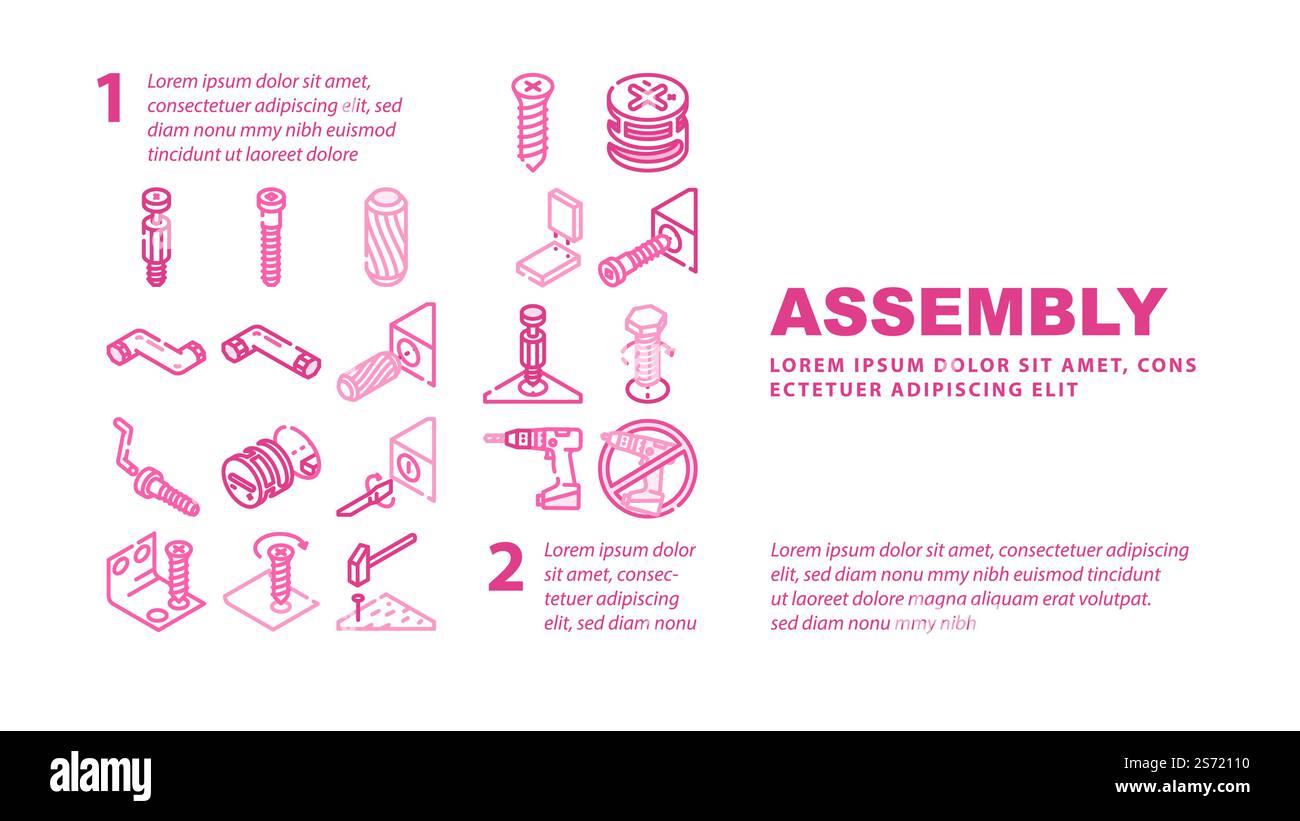 assembly instruction furniture landing web page header vector. manual ...