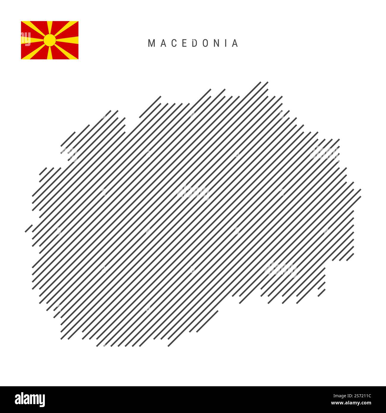 Macedonia map from pattern of black slanted parallel lines. Macedonian ...