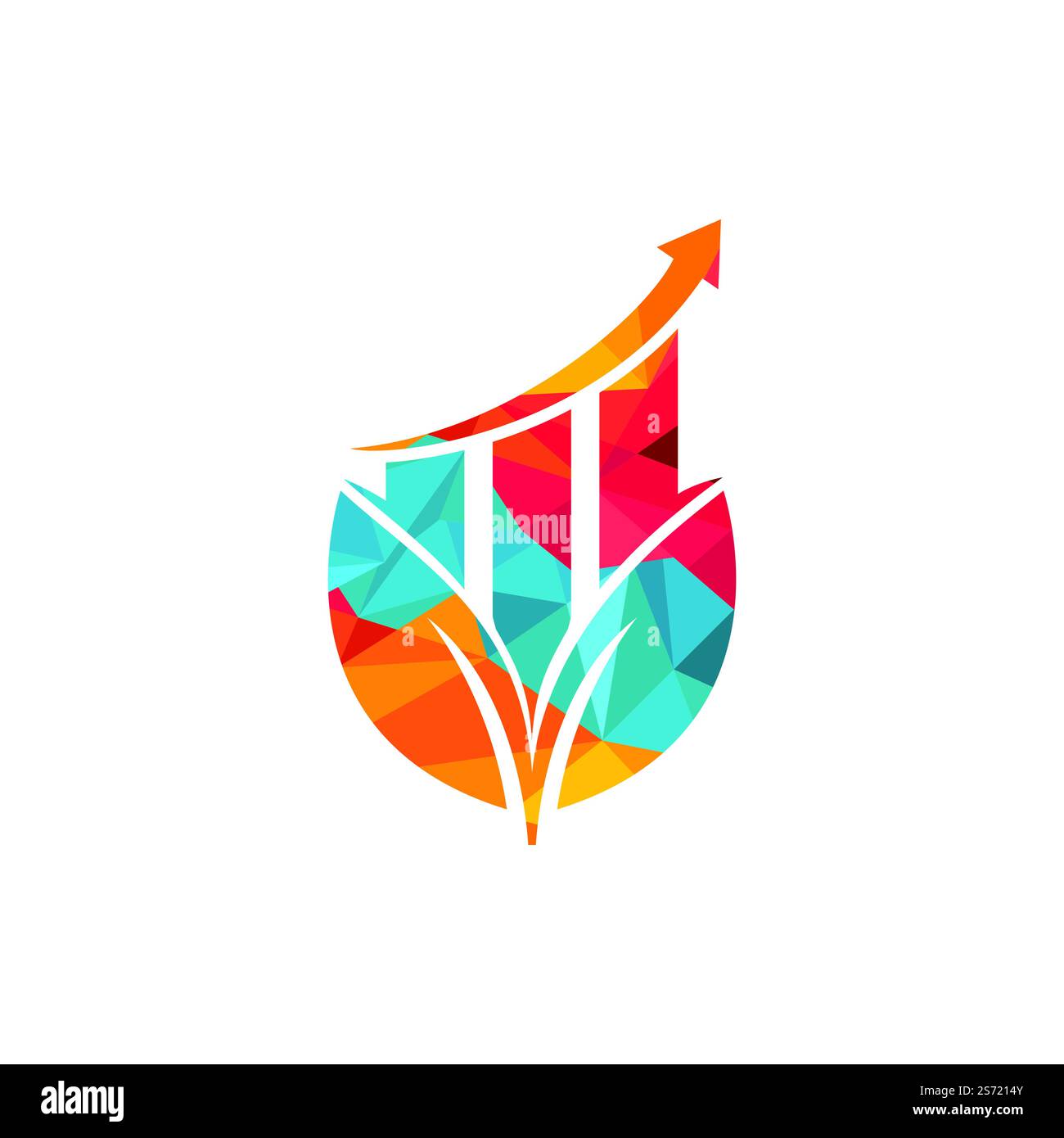 Leaf stats vector logo design. Green chart logo template design vector ...