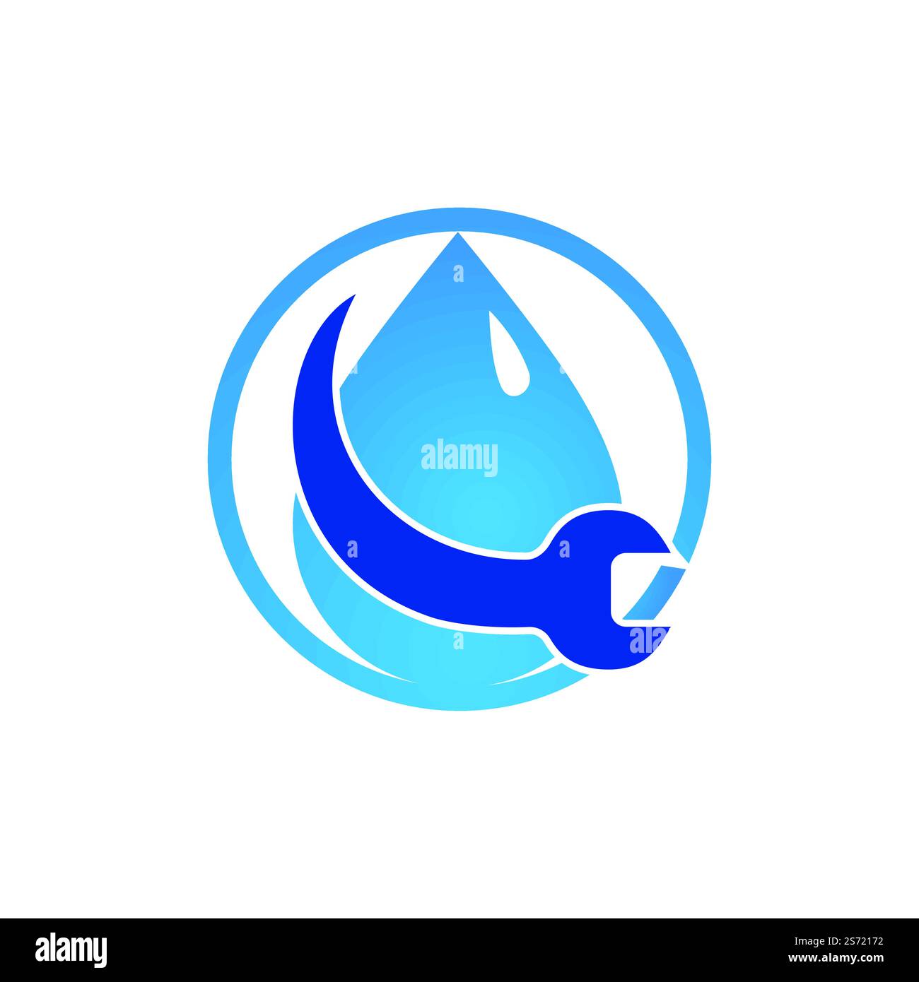 Plumbing logo illustration vector template. Wrench and water drops vector logo design Stock ...