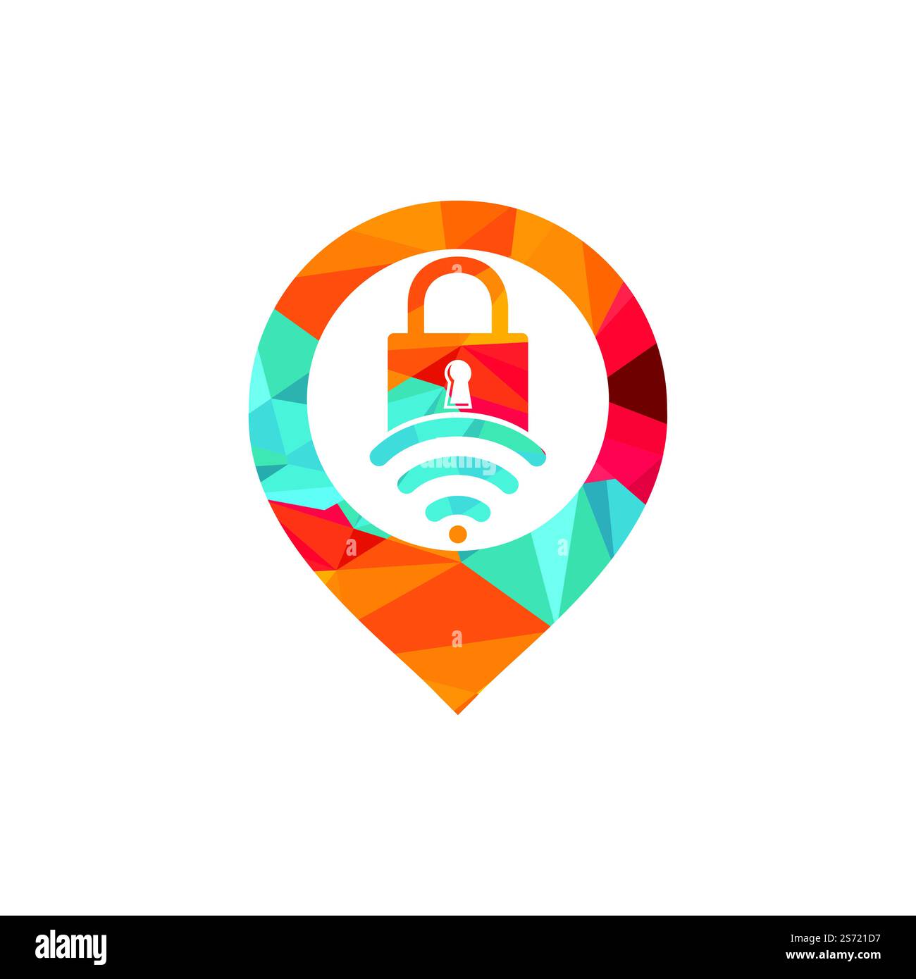 Padlock logo with signal and pin pointer vector design. Safe and signal ...
