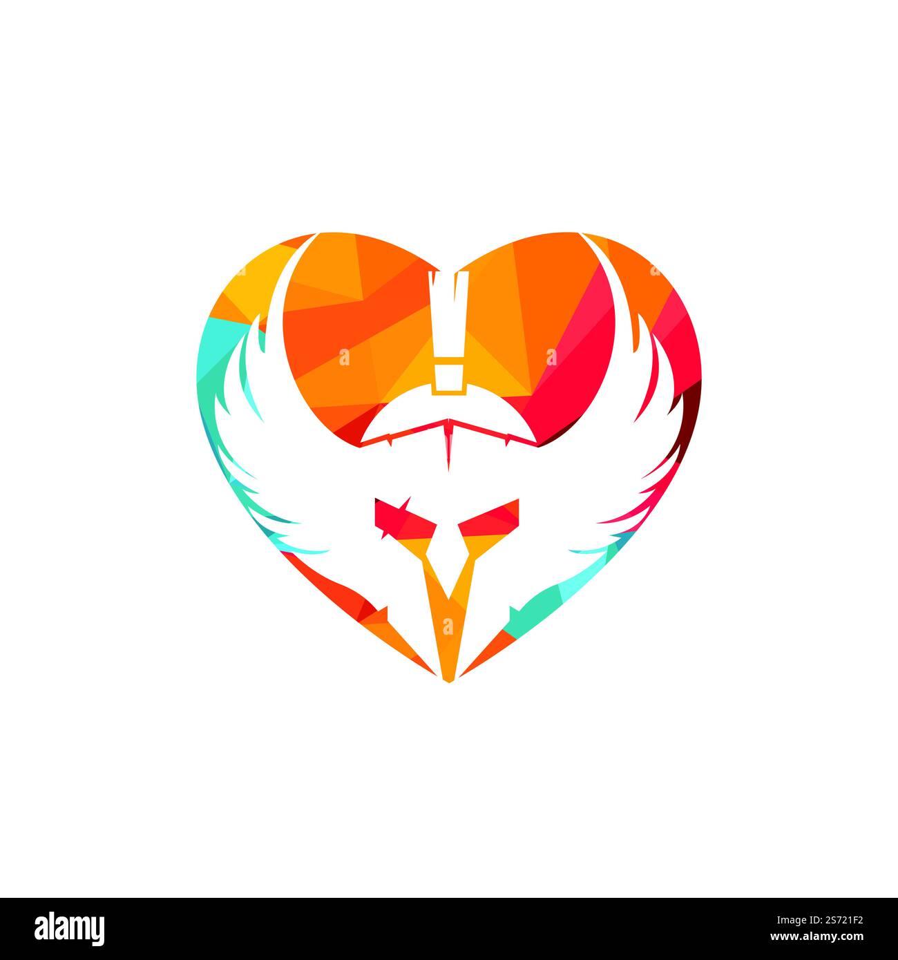 Spartan warrior with wings and heart vector logo design. Warrior knight ...