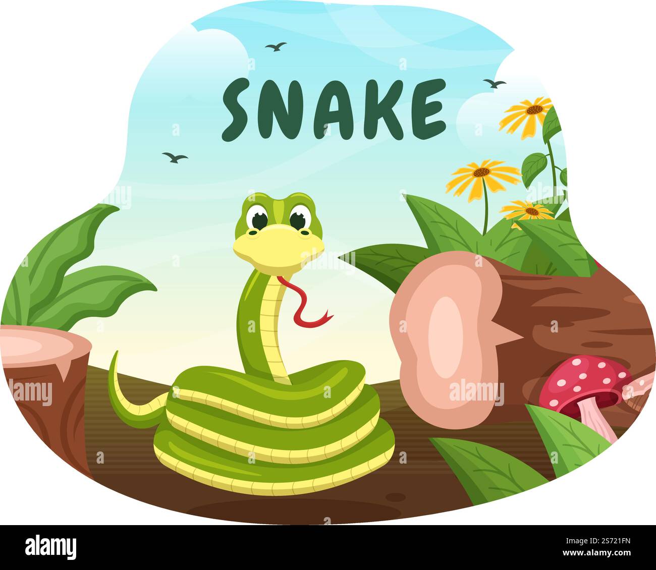 Set of Animal Reptile Template Hand Drawn Cartoon Flat Illustration ...