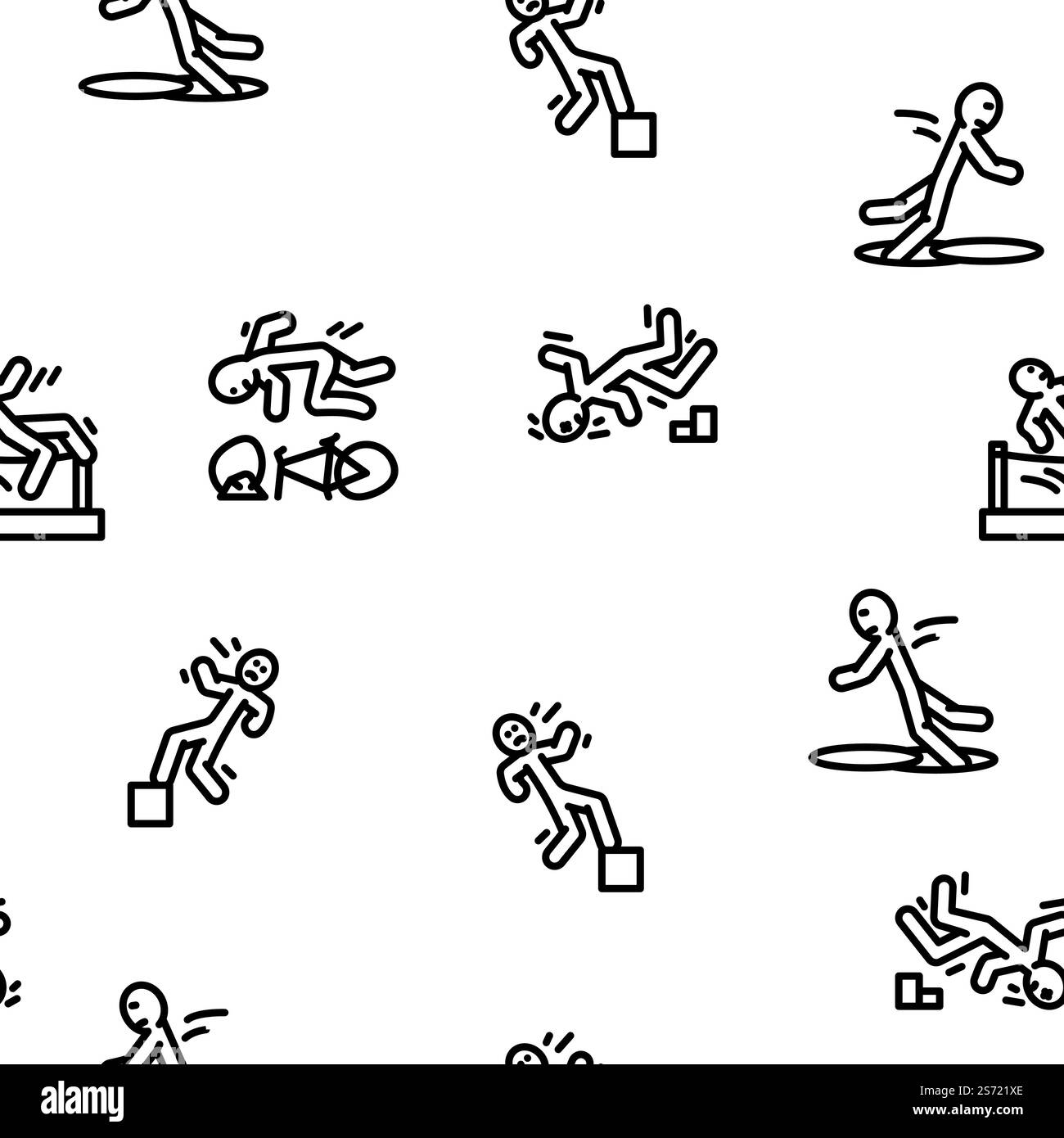 accident injury man person vector seamless pattern thin line ...