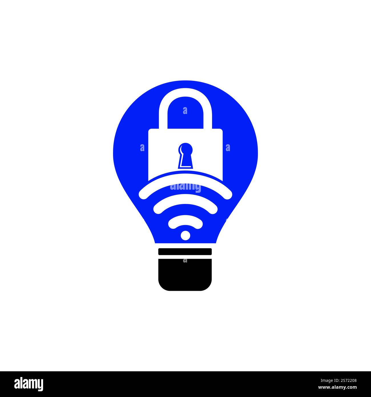 Padlock logo with signal and light bulb vector design. Safe and signal ...