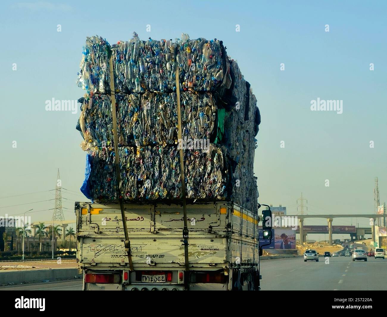 Giza, Egypt, December 27 2024: a truck with collected garbage of ...