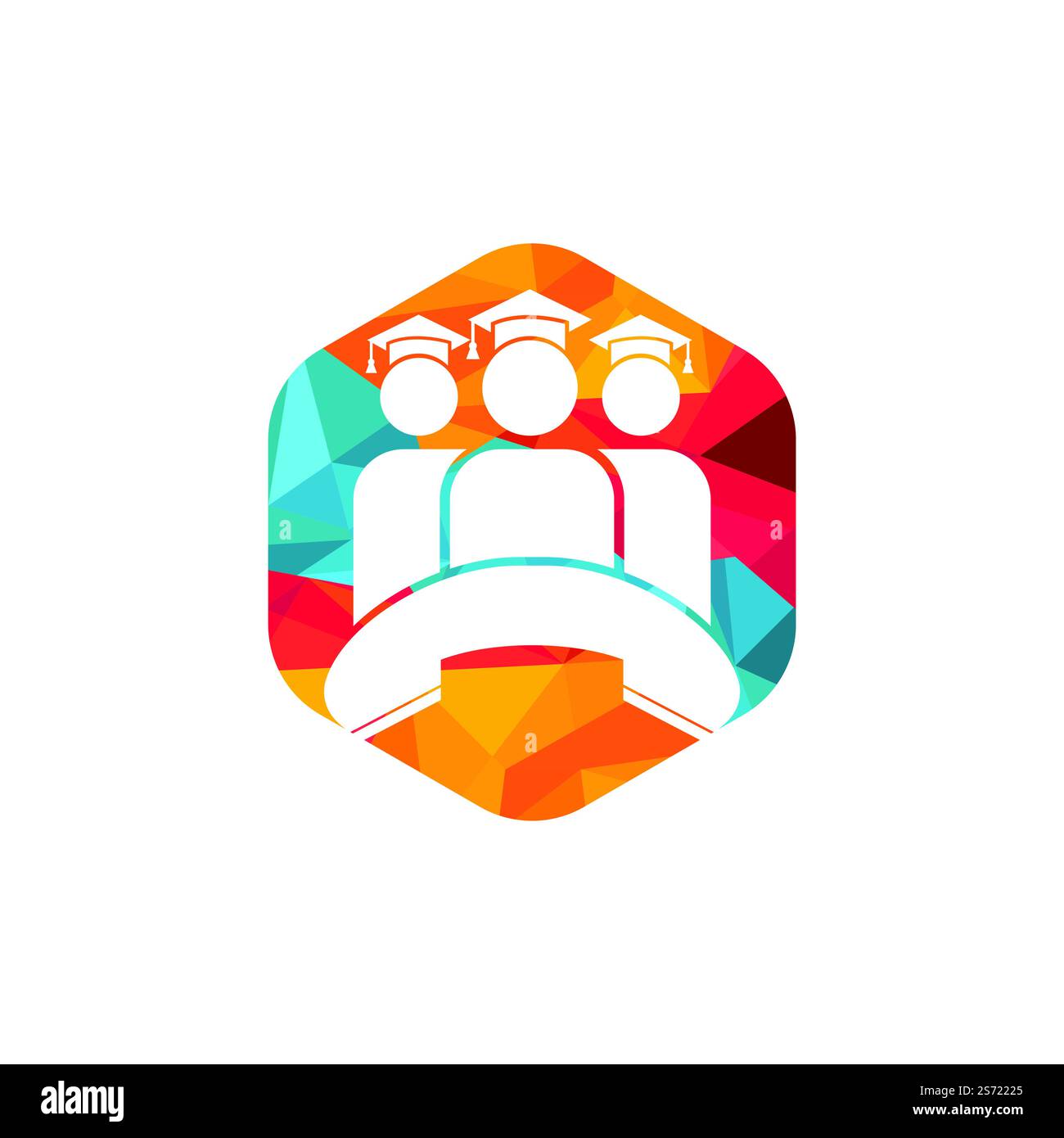Student Call vector logo design template. Students and handset icon ...
