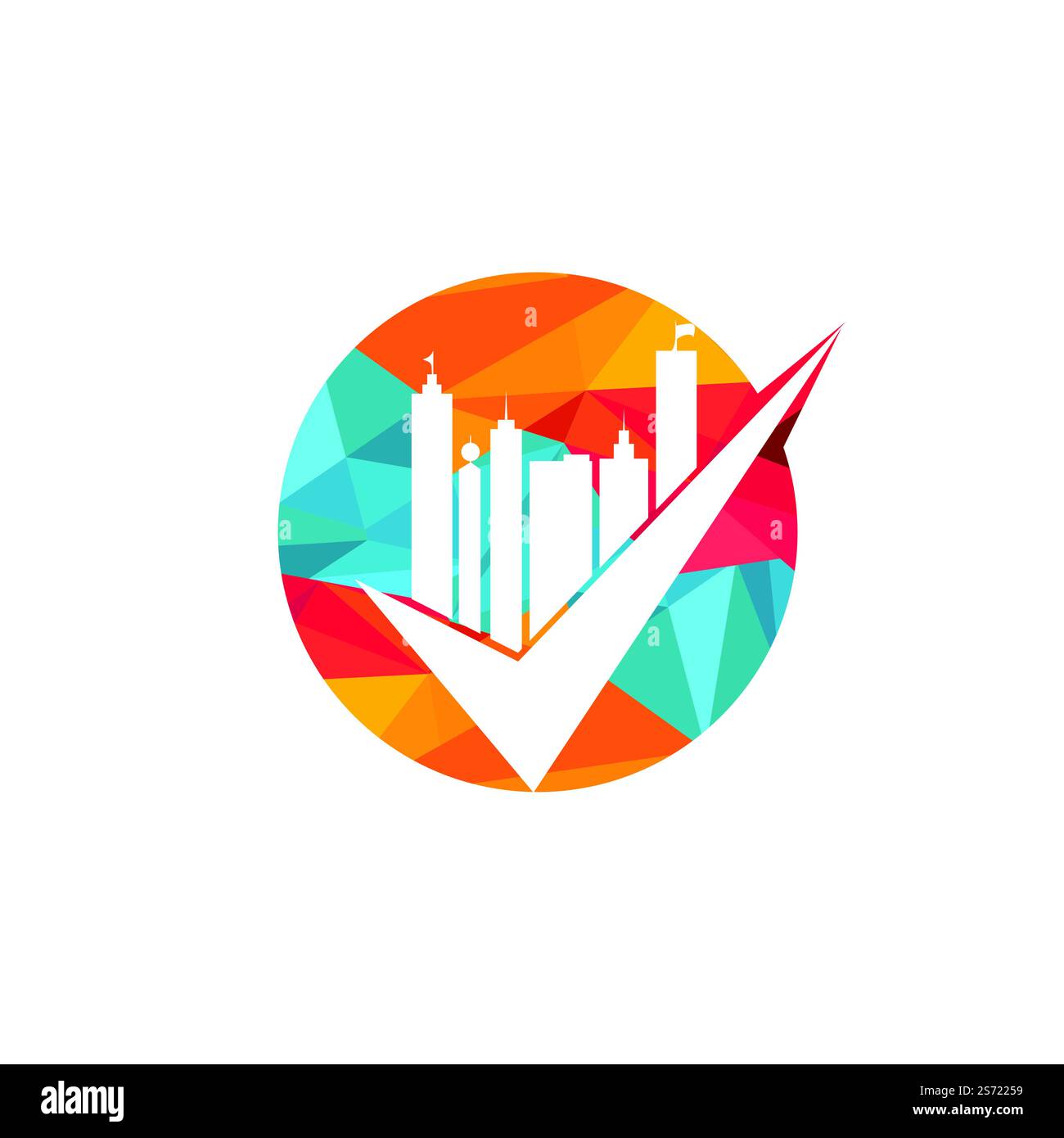 City building check mark logo design. Building construction logo ...