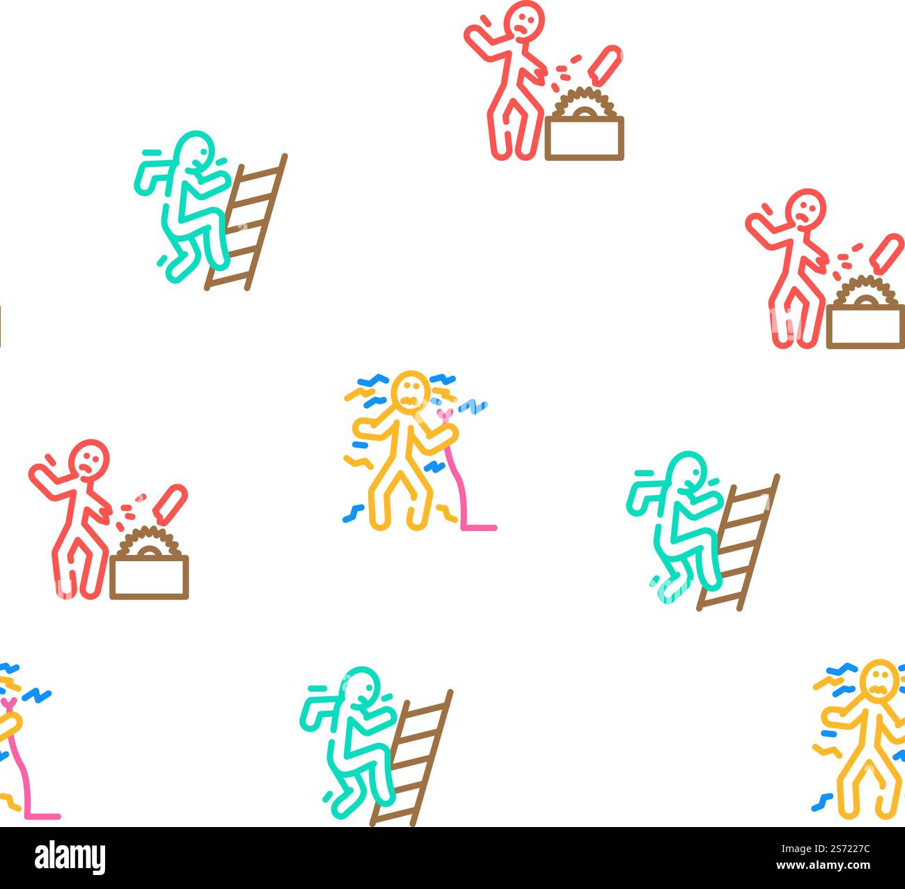 accident injury man person vector seamless pattern thin line ...