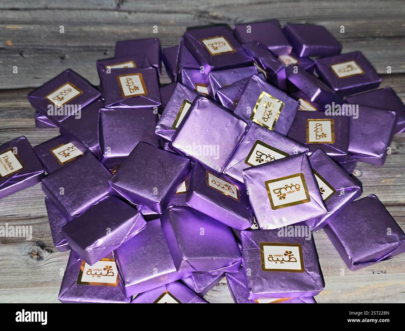 Cairo, Egypt, December 30 2024: Thebes Teba pastries chocolate filled ...
