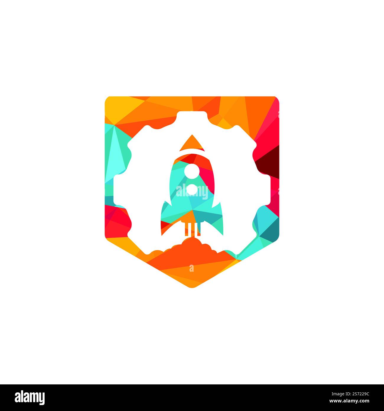 Rocket Gear vector logo design template. Cog wheel and rocket launch ...