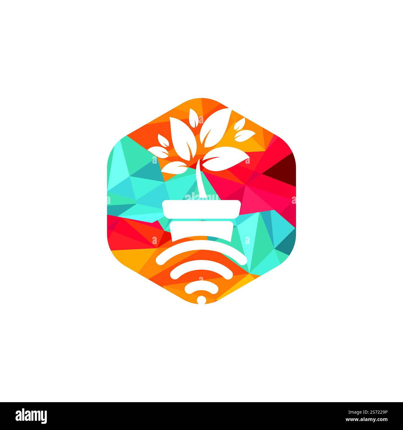 Nature Wi-Fi vector logo design. Flower pot and Wi-Fi icon Stock Vector ...