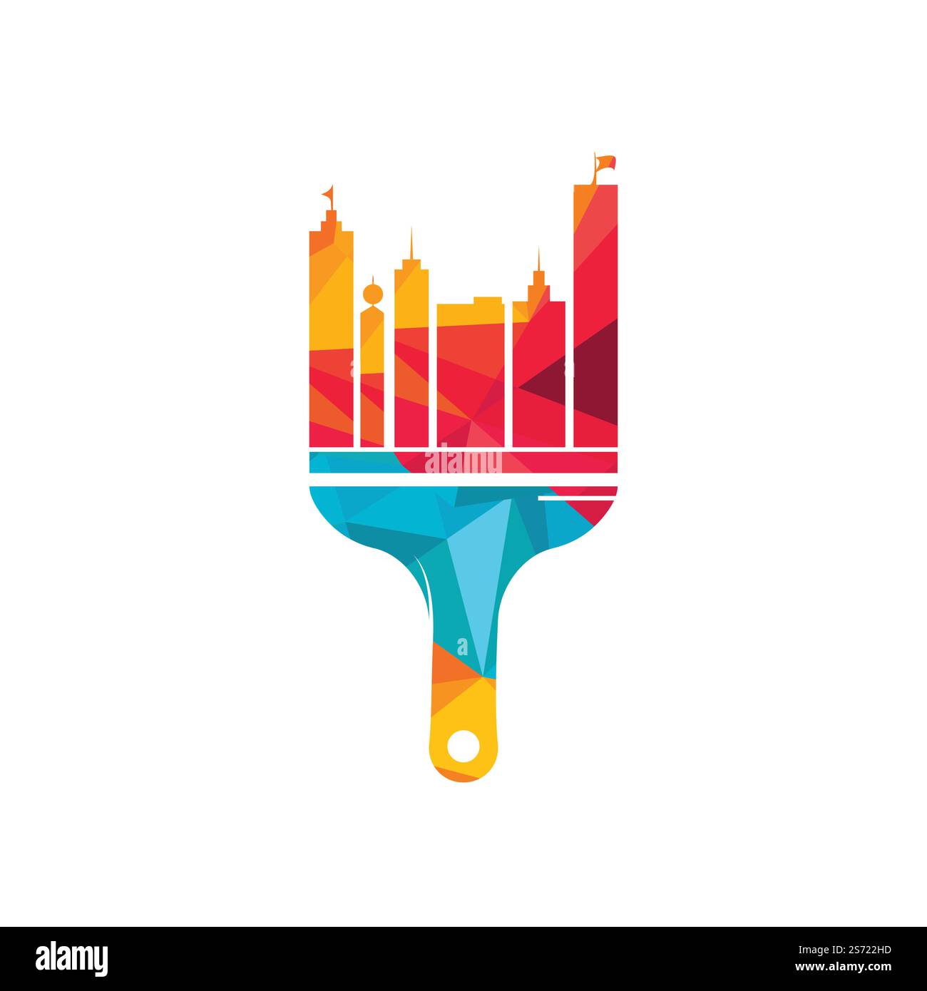 City paint brush vector logo design. Building renovation repair ...