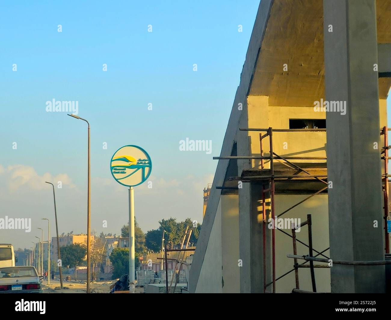 Cairo, Egypt, December 31 2024: East Nile Cairo monorail station sign ...