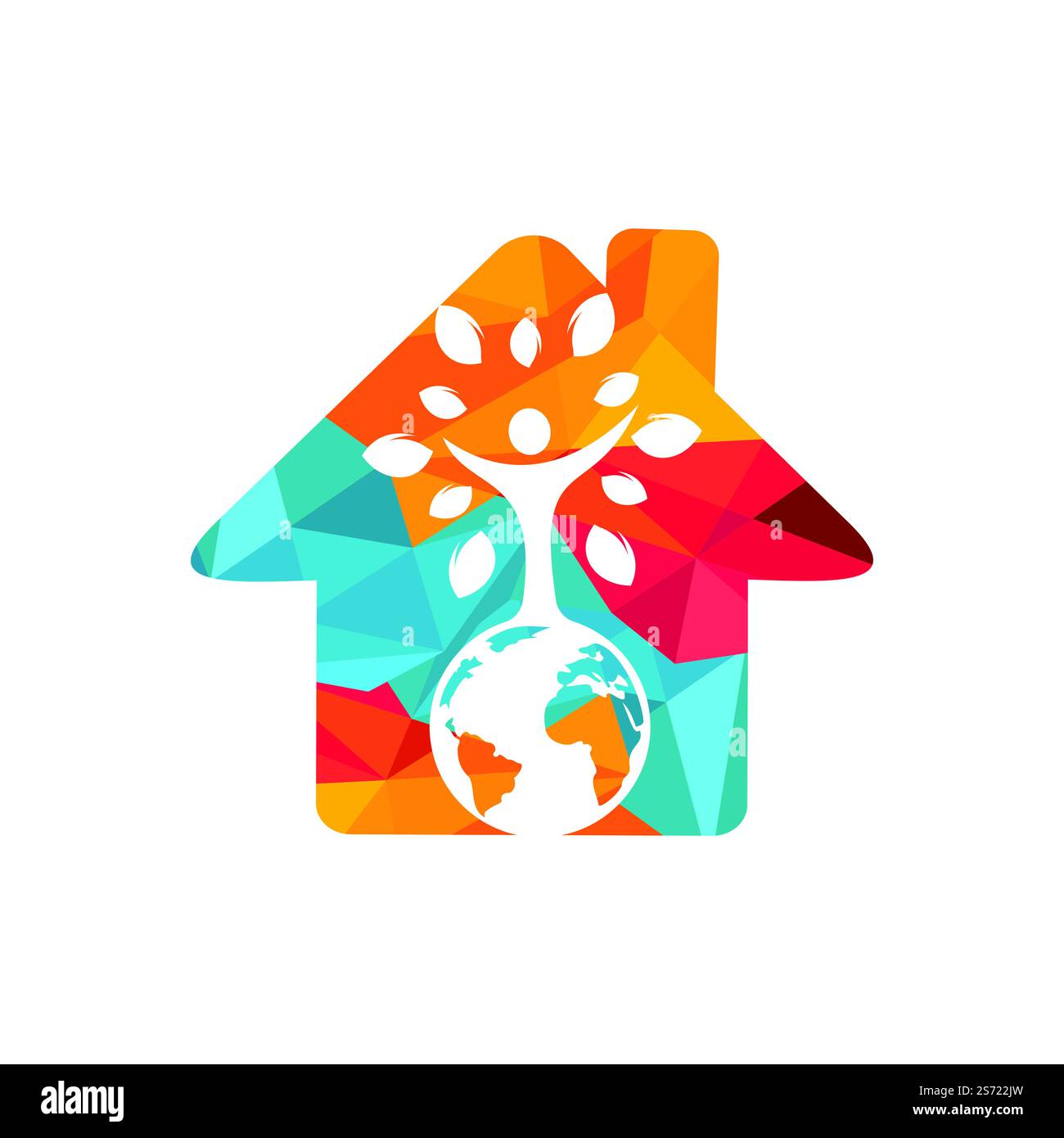 Global human tree vector logo design template. Green house logo concept ...