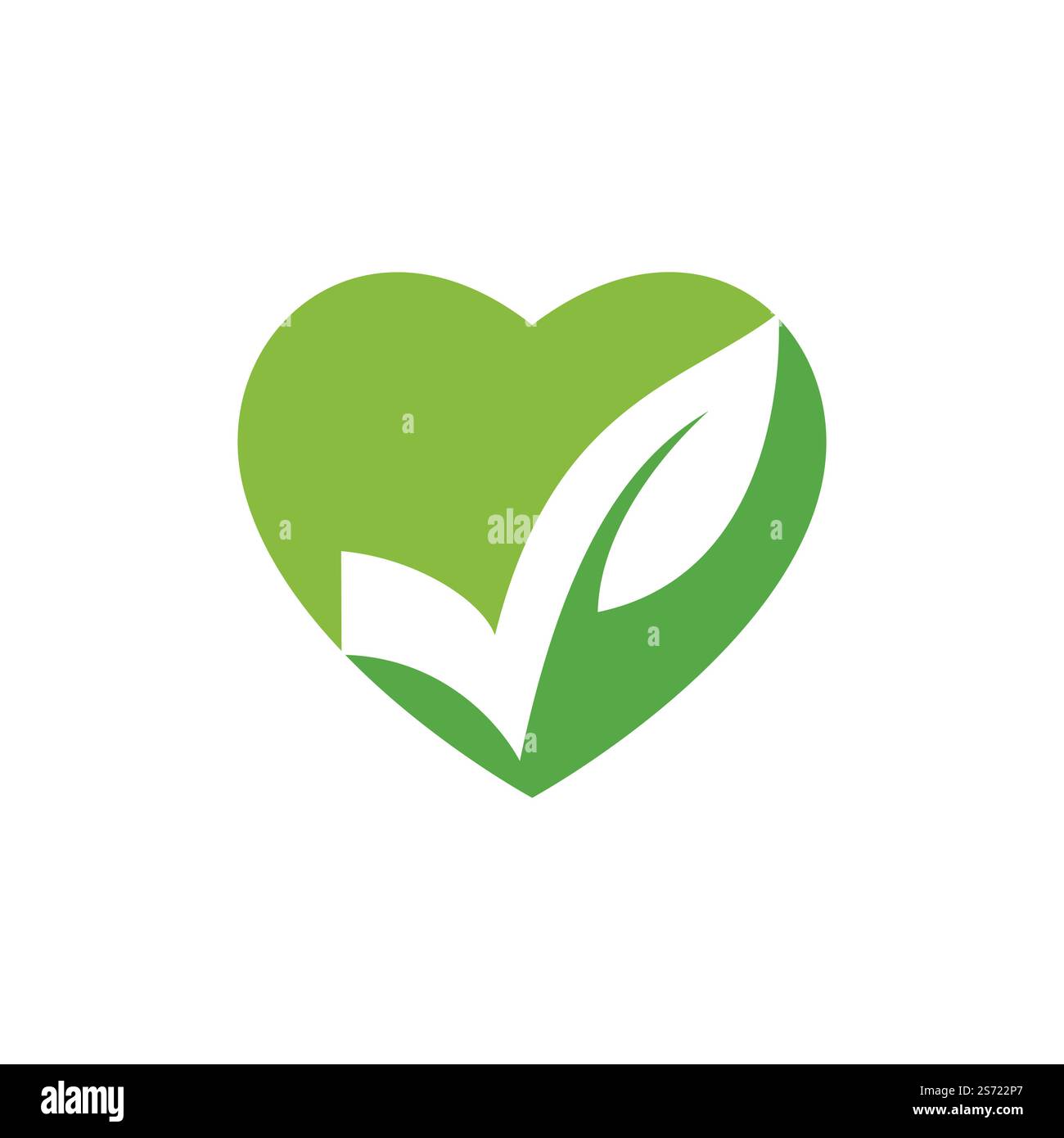 Organic check logo template illustration. Check leaf with heart icon ...