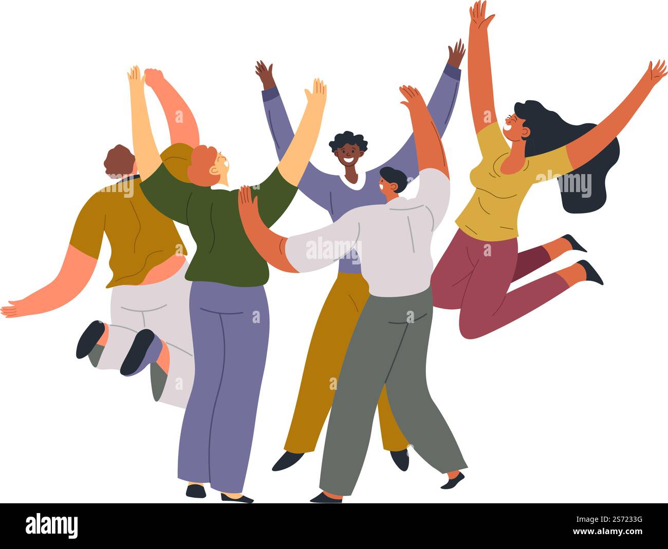 Youth or employees, team colleagues or students excited and happy ...