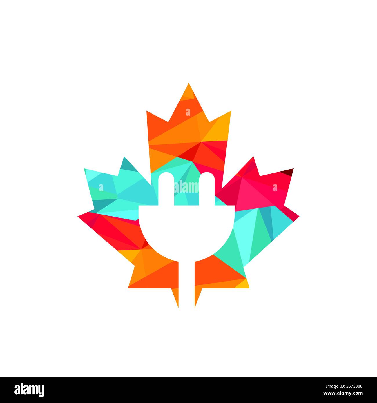 Maple Leaf with electrical power cord vector logo design. Canada ...