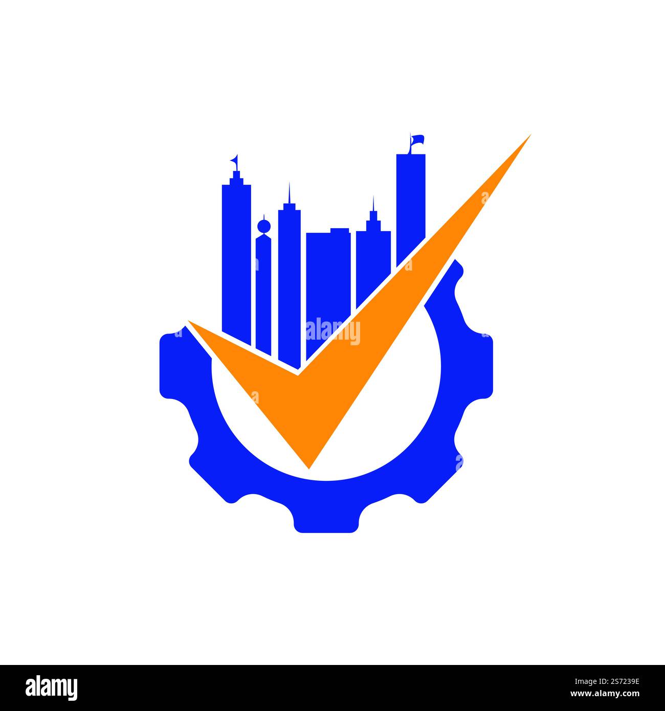 Building maintenance logo design template. Gear with skyscraper and ...
