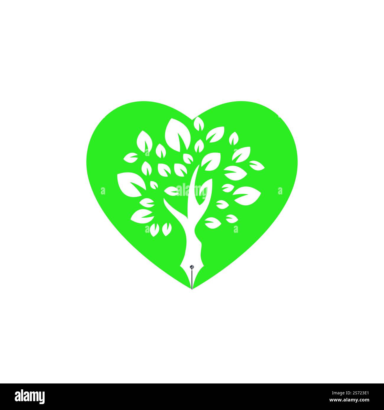 Tree pen vector logo design template. Writer love and nature logo ...