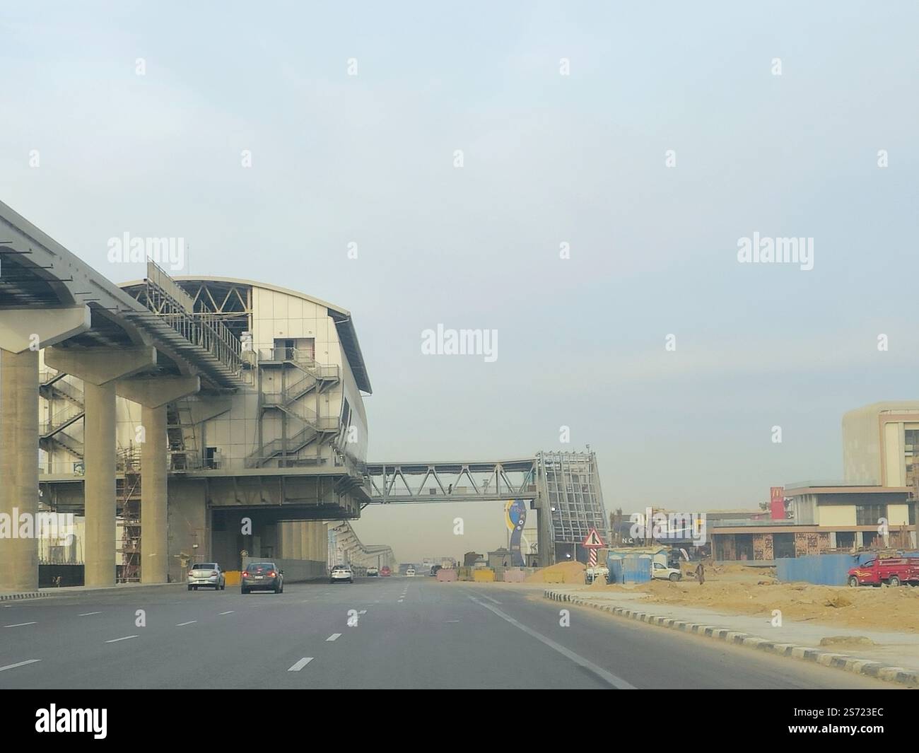 Cairo, Egypt, January 4 2025: monorail station site that is under construction, Cairo monorail ...
