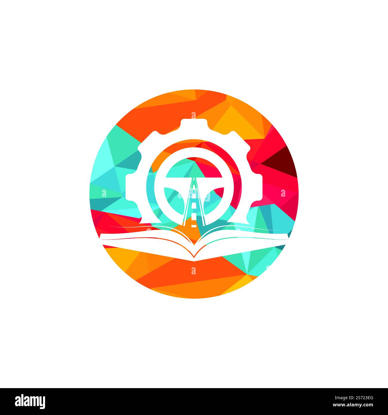 Driving school logo design. Steering wheel with Cog and book icon Stock ...