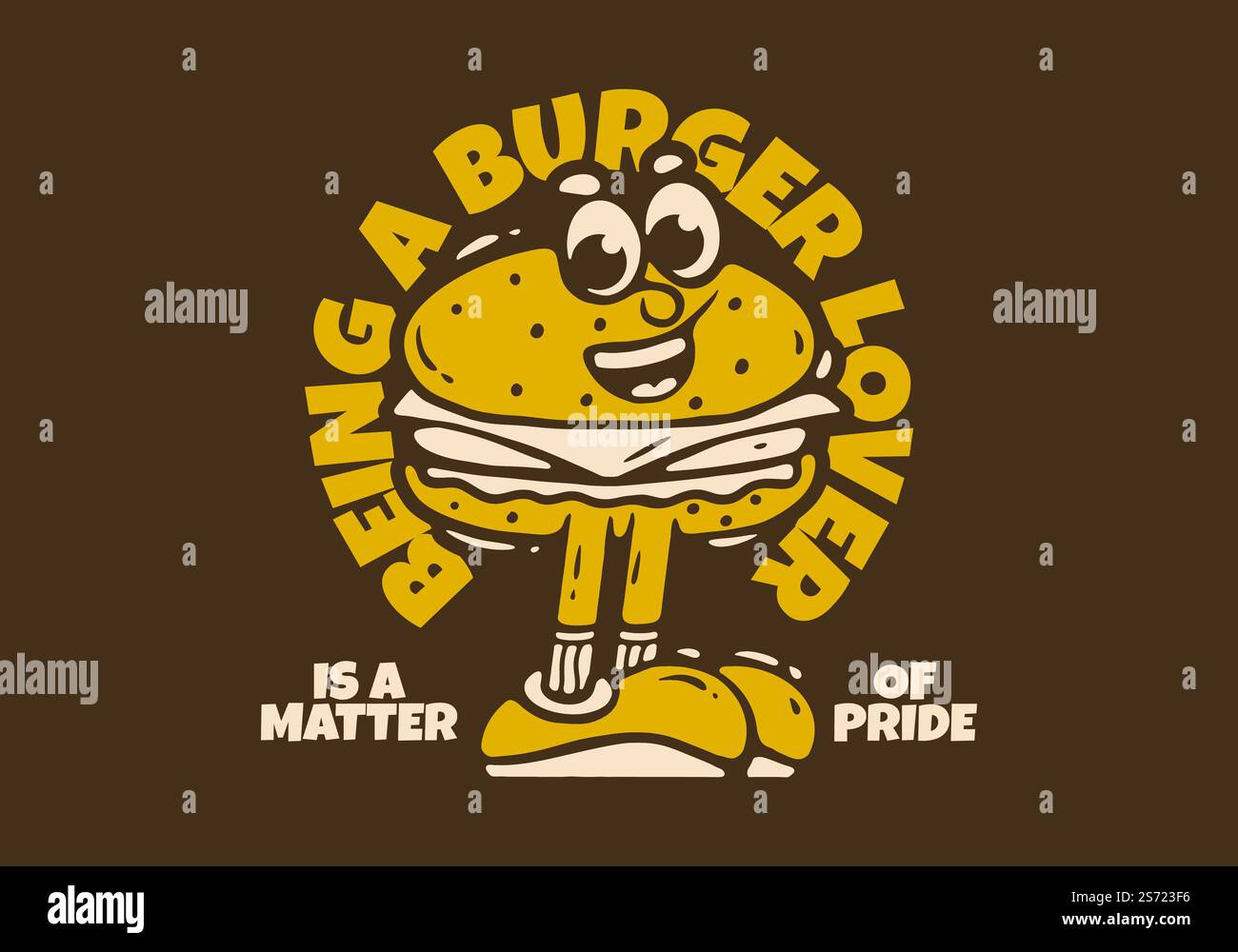 Burger lover mascot character with leg illustration design in retro ...
