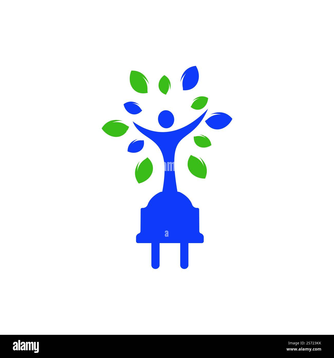 Electric cord and human tree vector logo design. Green energy ...