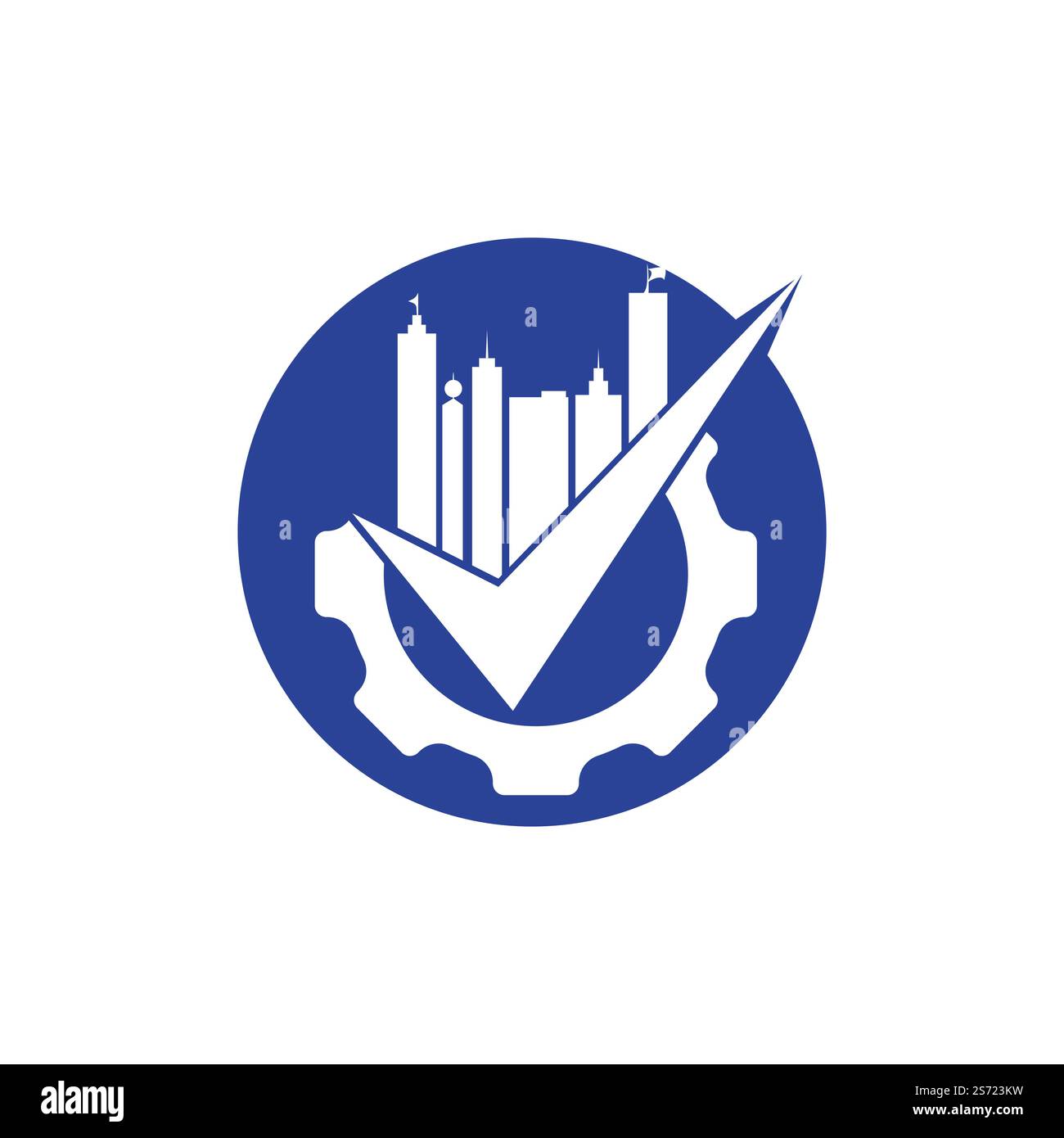 Building maintenance logo design template. Gear with skyscraper and ...