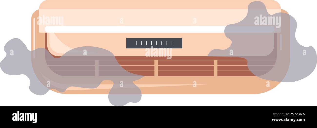 Malfunctioning air conditioner with smoke, dangerous broken equipment ...