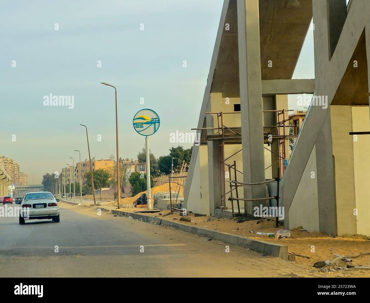 Cairo, Egypt, January 4 2025: East Nile Cairo monorail station sign ...