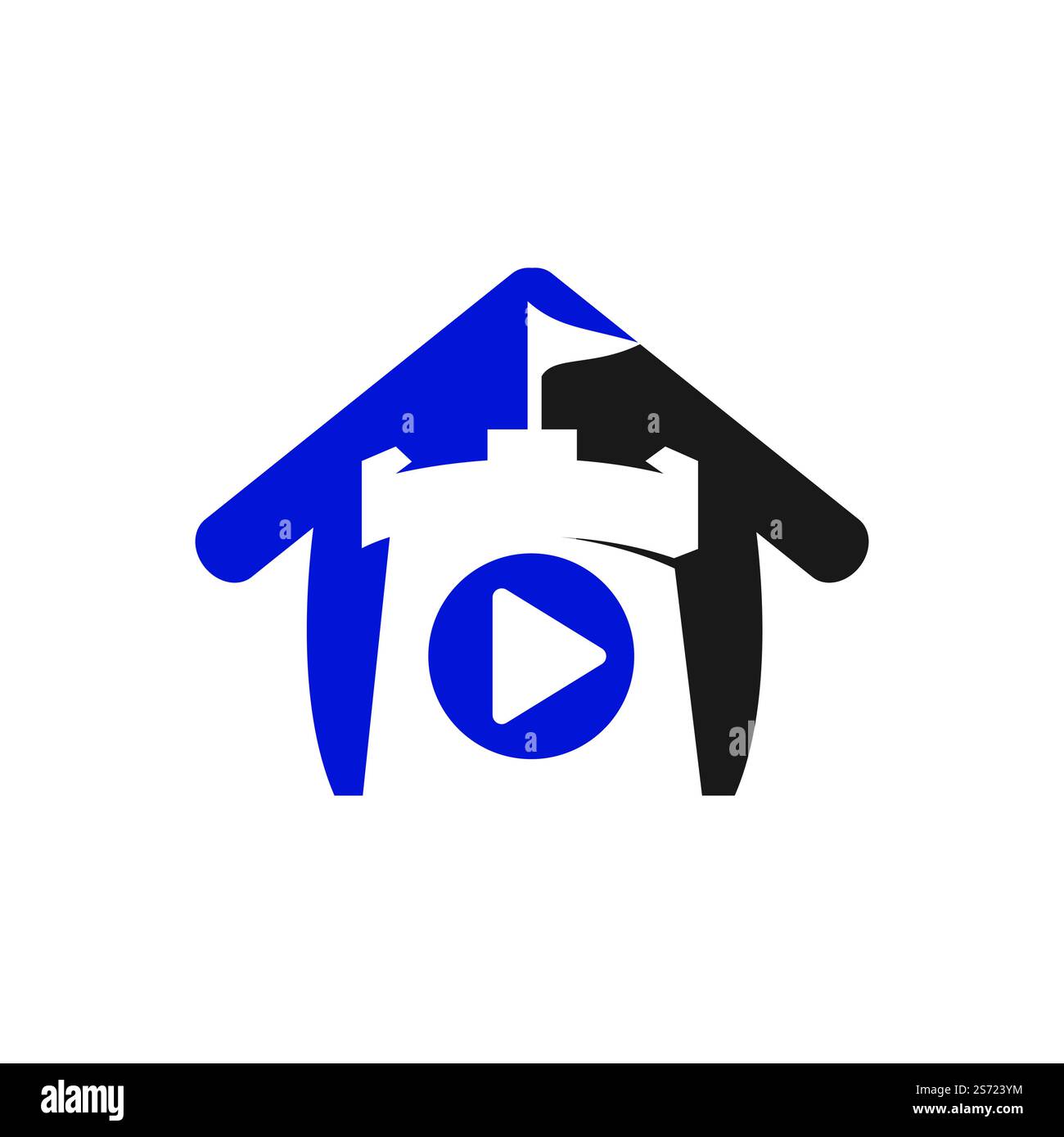 Vector button play and castle logo combination. Record and tower symbol ...