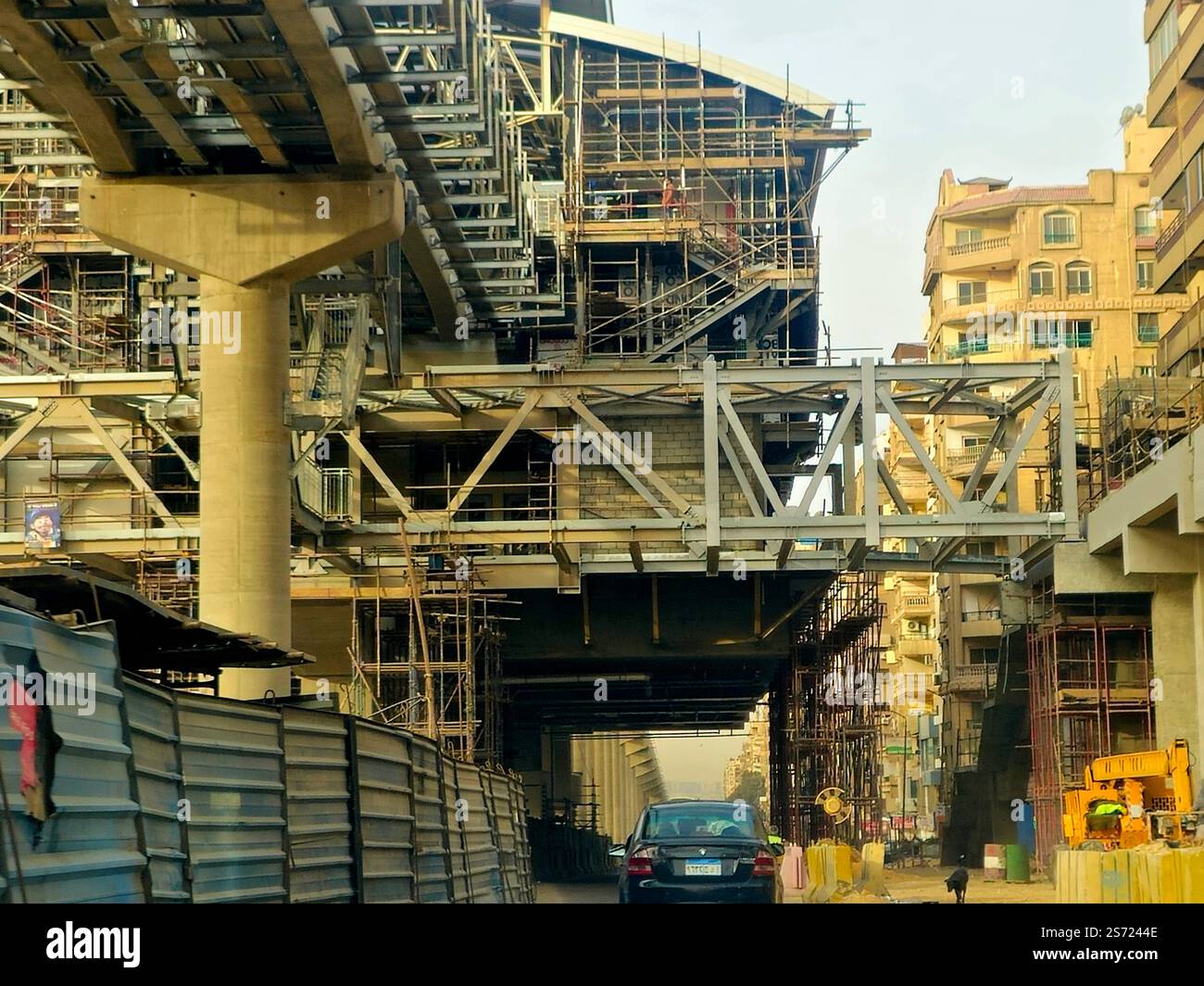 Cairo, Egypt, January 4 2025: monorail station site that is under construction, Cairo monorail ...
