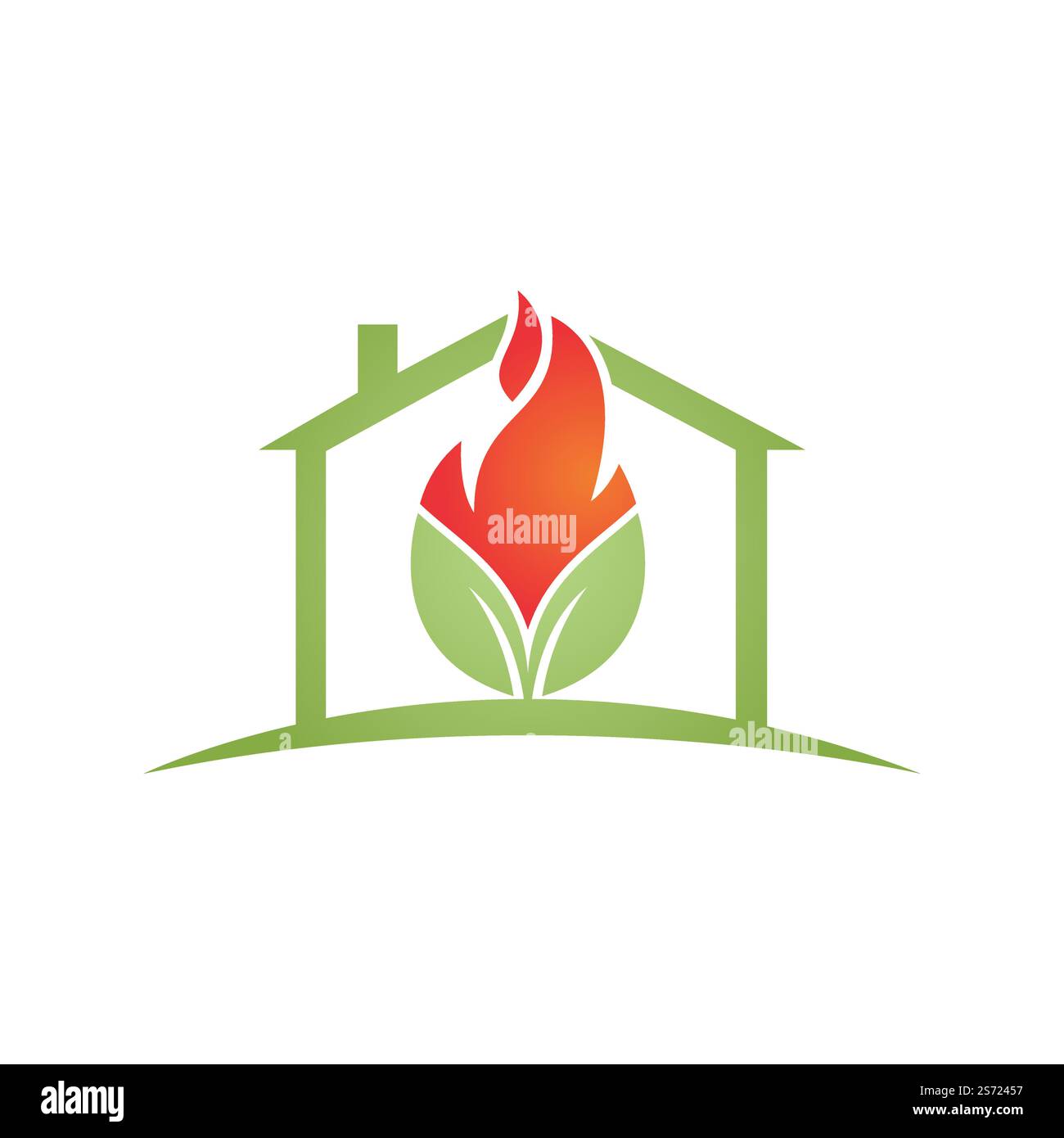 Leaf fire vector logo design template. Eco green alternative energy ...