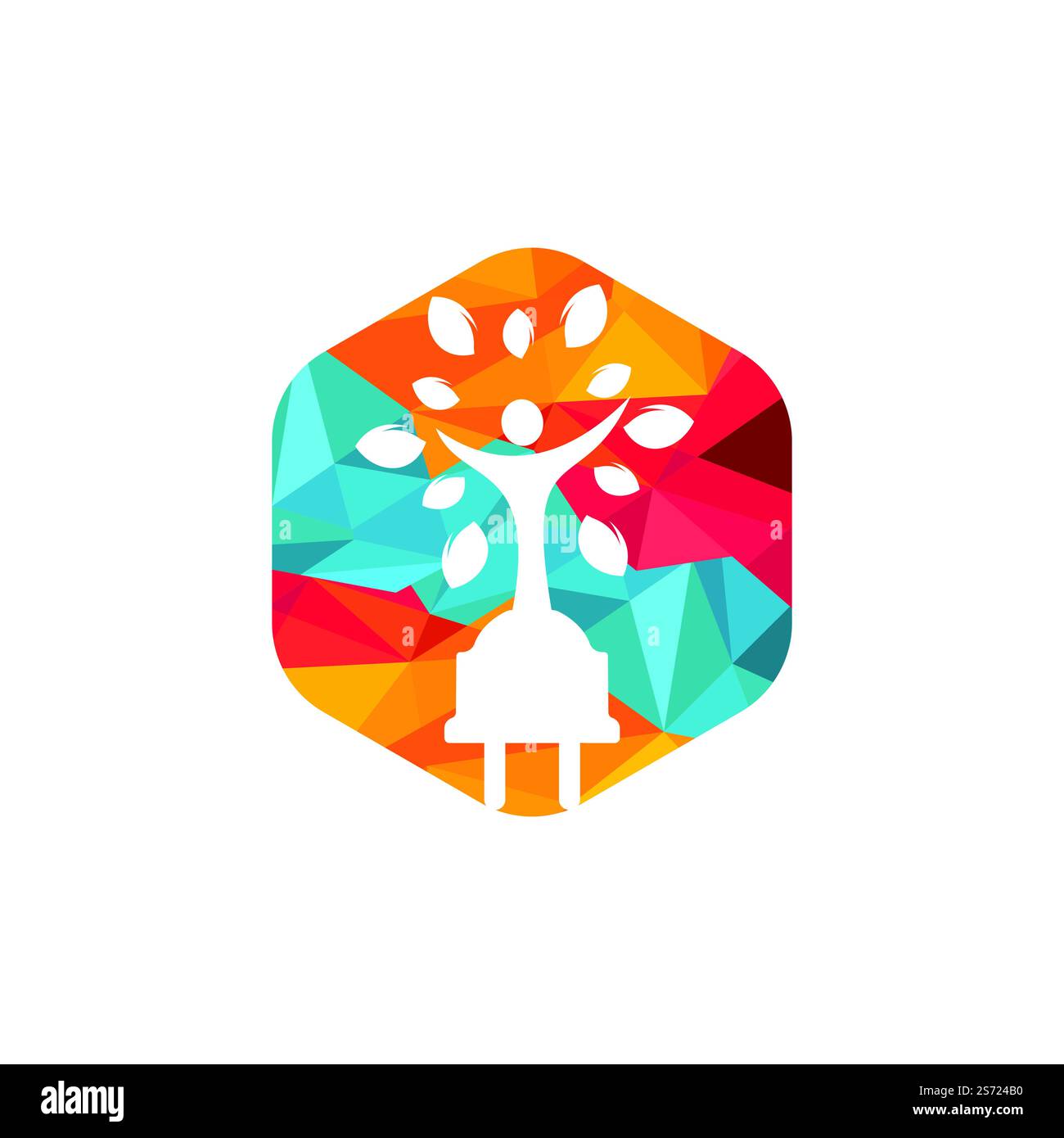 Electric cord and human tree vector logo design. Green energy ...