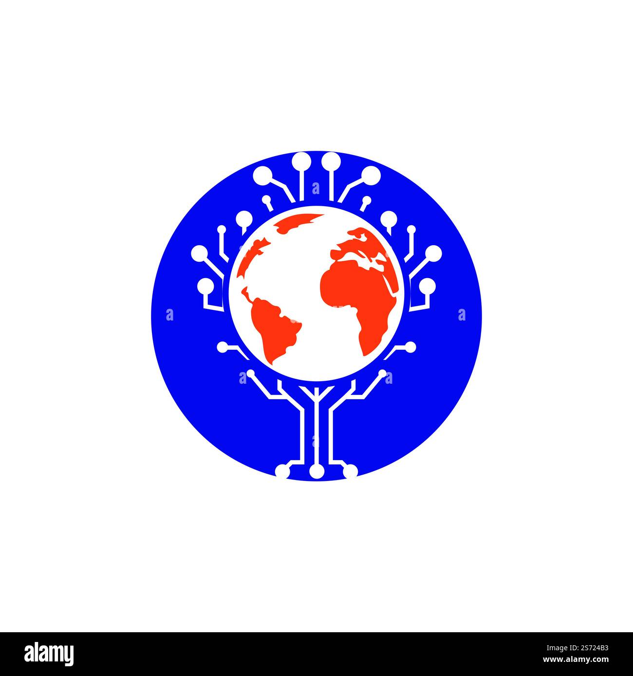 World tech vector logo design template. Globe and tech tree icon design ...