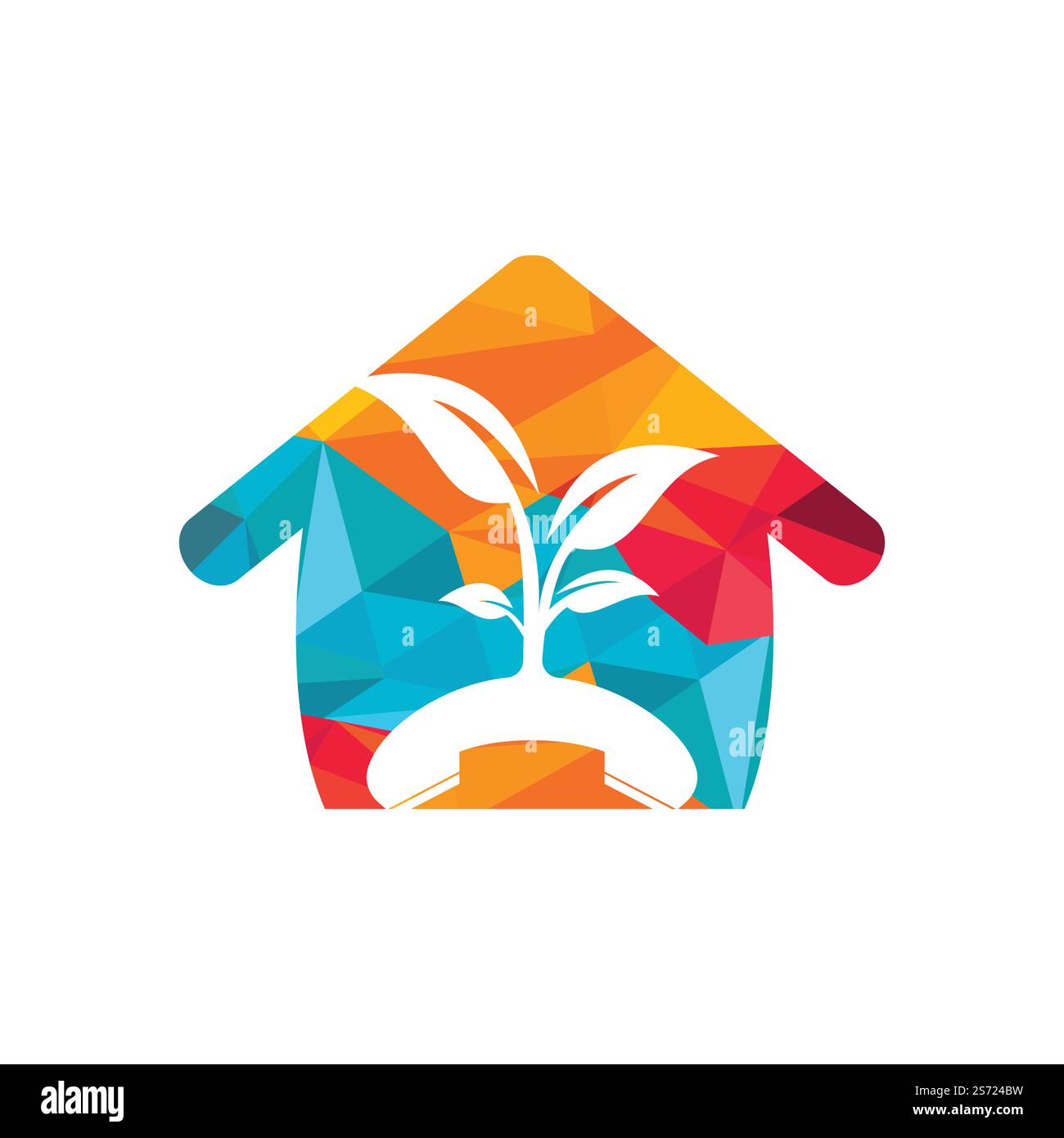 Nature call vector logo design. Handset tree with home icon design ...