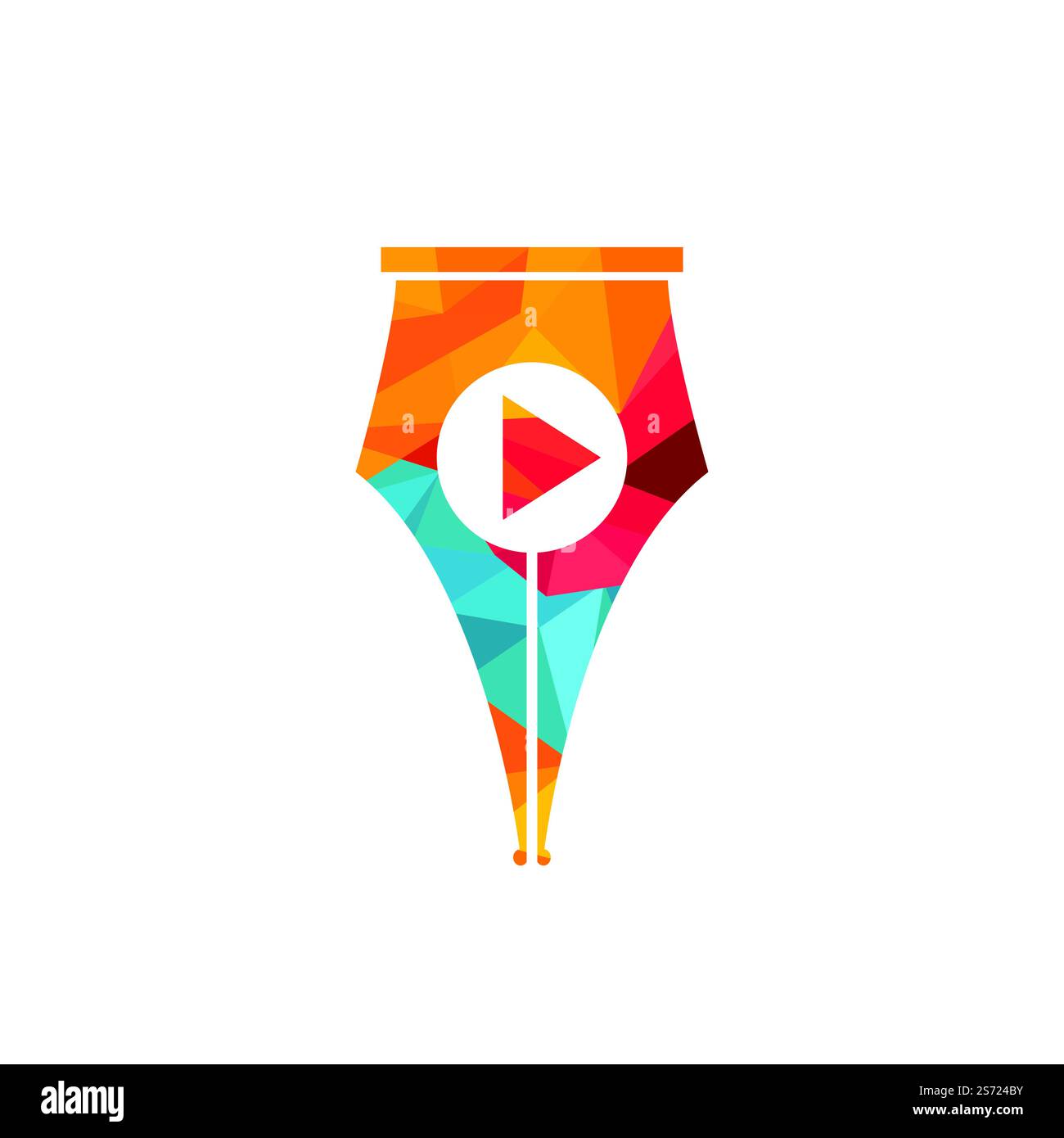 Media pen vector logo design. Pen and play button logo icon design ...