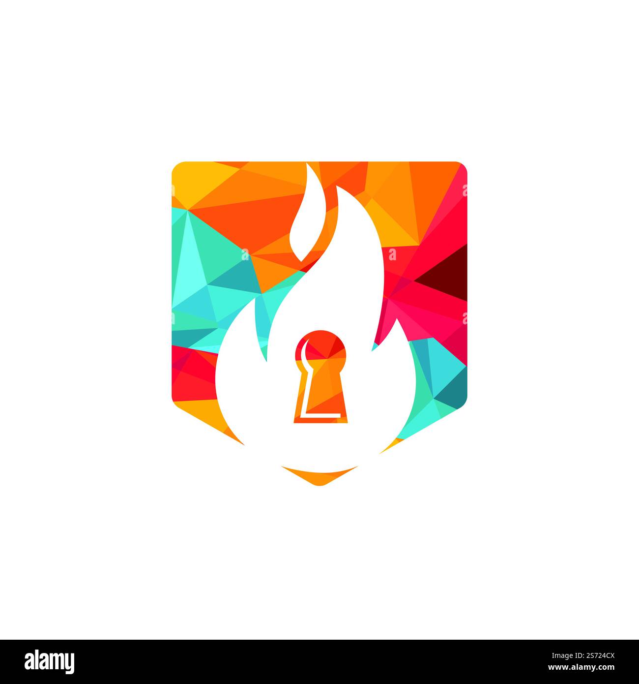 Fire padlock key logo design template. Fire flame key logo icon Stock ...