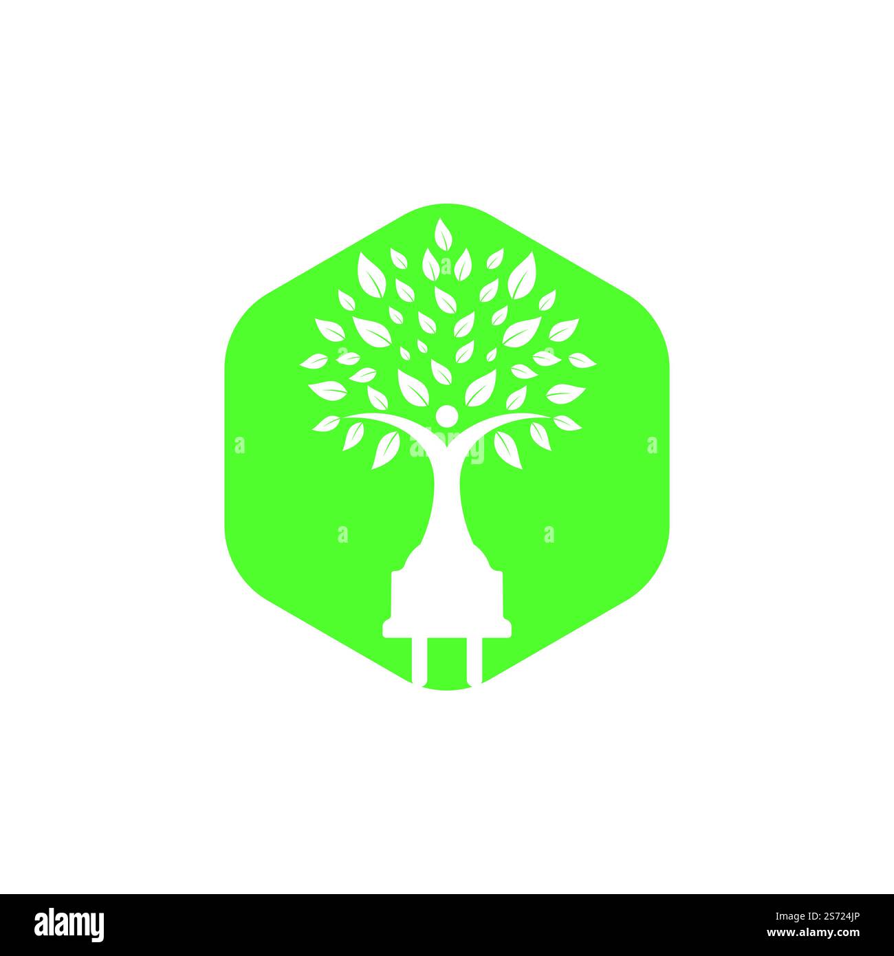 Electric cord and human tree vector logo design. Green energy ...