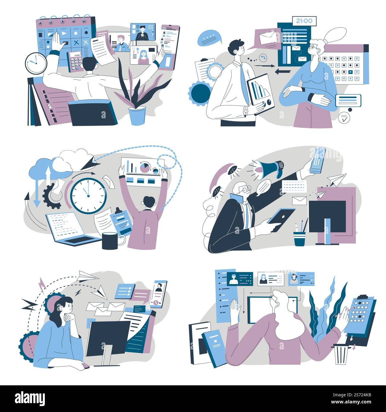 People working in office, management and organization of space and ...