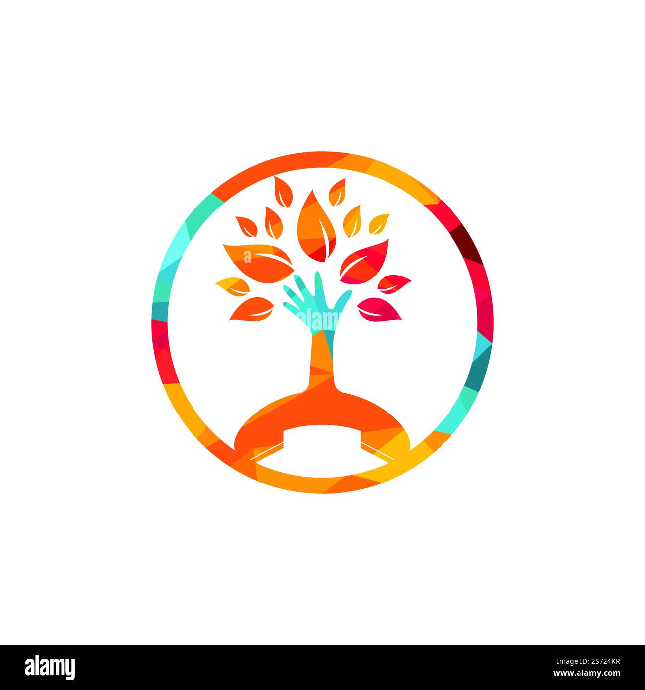 Nature call vector logo design. Handset and hand tree icon design ...