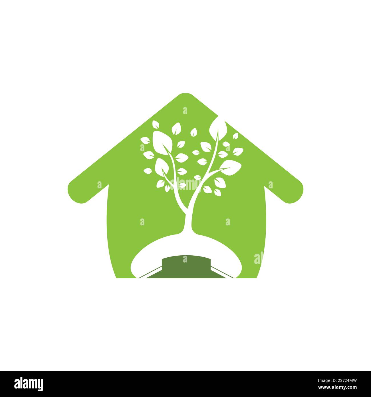 Nature call vector logo design. Handset tree with home icon design ...