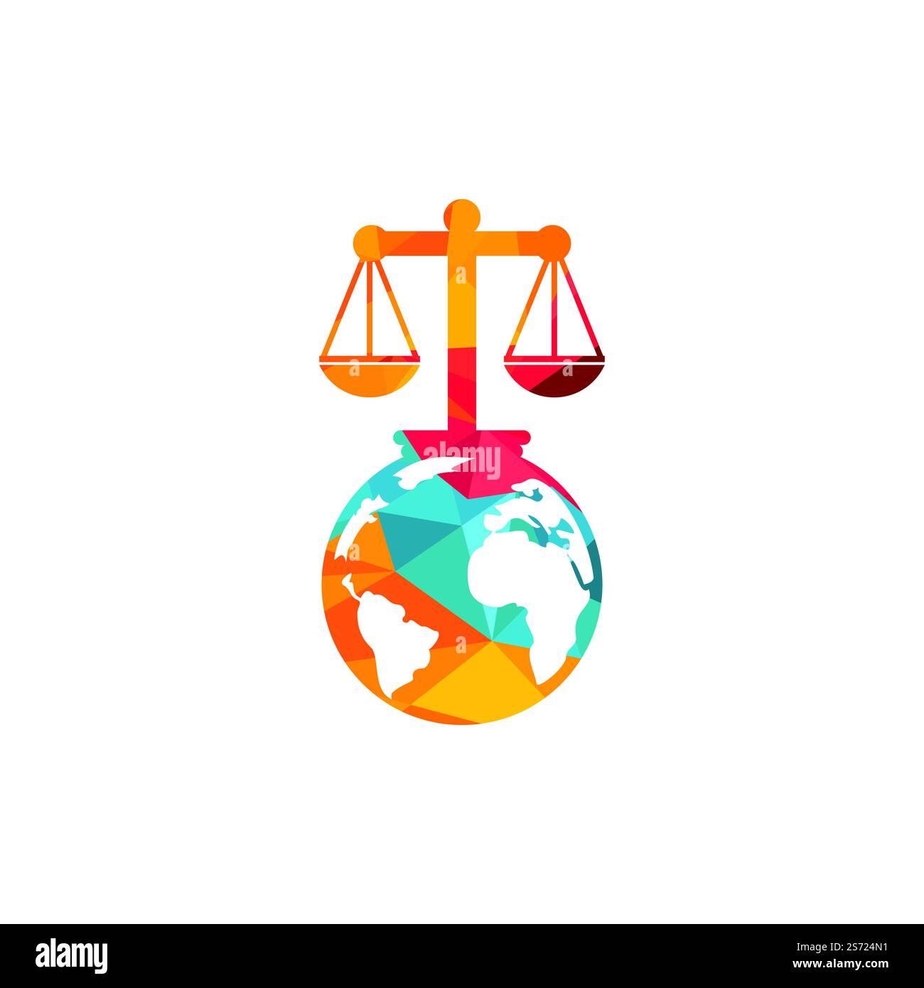 International tribunal and Supreme court logo concept. Scales on globe ...