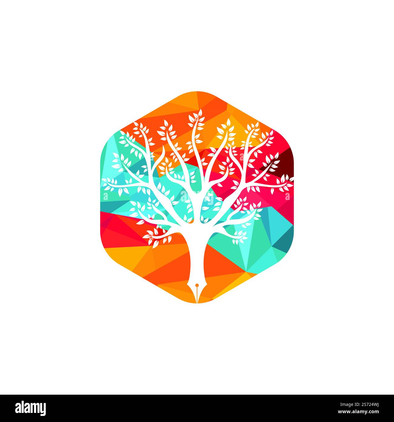 Tree pen vector logo design template. Writer and nature logo concept ...