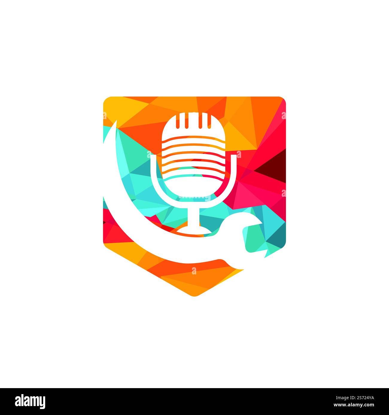 Repair podcast vector logo design. Wrench and mic icon design Stock ...