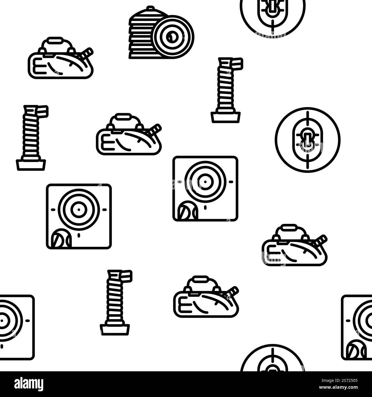 Cricket Sport Game Accessory vector seamless pattern thin line ...